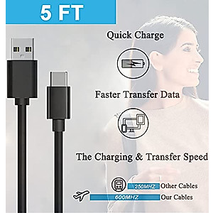 USB Type C Charger Charging Cable for New Jitterbug Flip 2 and New Jitterbug Lively Smart 3 - (5Ft) (Not Compatible with The Old Version Micro Port)