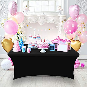Utopia Kitchen Spandex Tablecloth 2 Pack [4FT, Black] Tight, Fitted, Washable and Wrinkle Resistant Stretch Rectangular Patio Table Cover for Event, Wedding, Banquet & Parties [48Lx30Wx30H Inch]