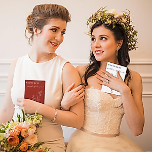 Eaezerav Bridal Shower Games Will You Be My Bridesmaid Cards with Envelopes, 16 Pcs Bride to Be Cards for Wedding Party Proposal (wine red)