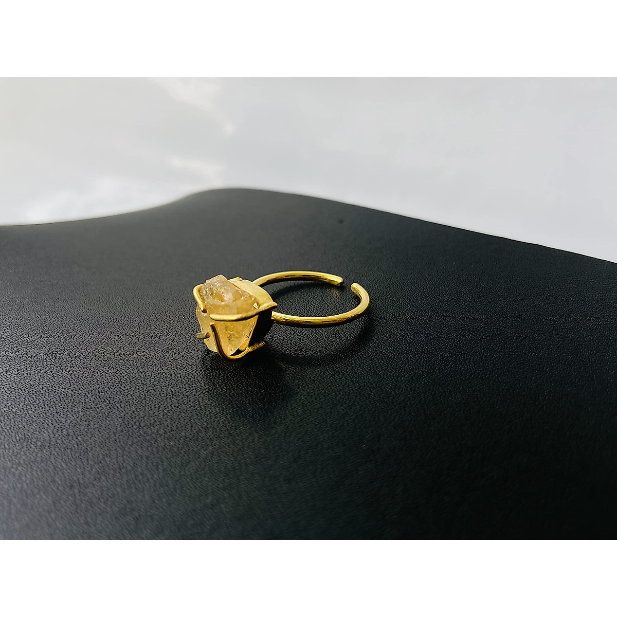ALPHA Raw Citrine Adjustable Ring For Unisex Uncut Gemstone Prong Jewelry November Birthstone Gift For Him And Her