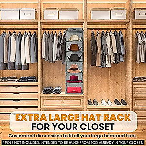 Boxy Concepts Cowboy Hat Rack for Closets (6 Shelves) - 13" Wide Extra Large Hat Organizer for Wide Brimmed Hats - Hat Storage to Keep Hats Safely Stored - Western Hat Rack and Sun Hat Holder