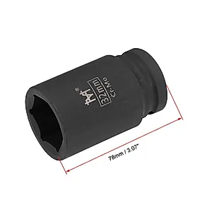 uxcell 3/4-Inch Drive by 32mm Deep Impact Socket, 6-Point, Cr-Mo Alloy Steel, Metric