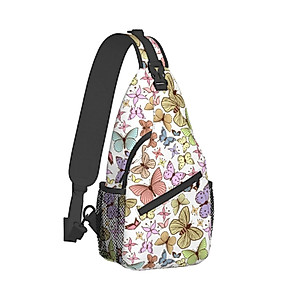 Ohiokwei Butterfly Sling Bag Crossbody Travel Hiking Chest Backpack Shoulder Daypack For Women Men