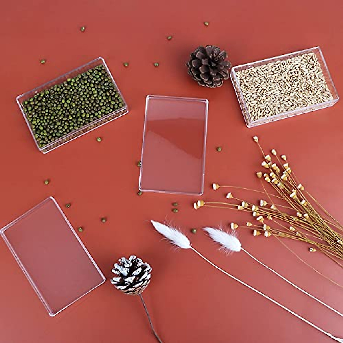 dedoot Clear Acrylic Box with Lids, 4 Pack 4.3x2.7x1 Inch Clear Acrylic Plastic Square Cube Storage Candy Box Containers for Wedding, Party, Treats, Coin, Jewelry Accessories