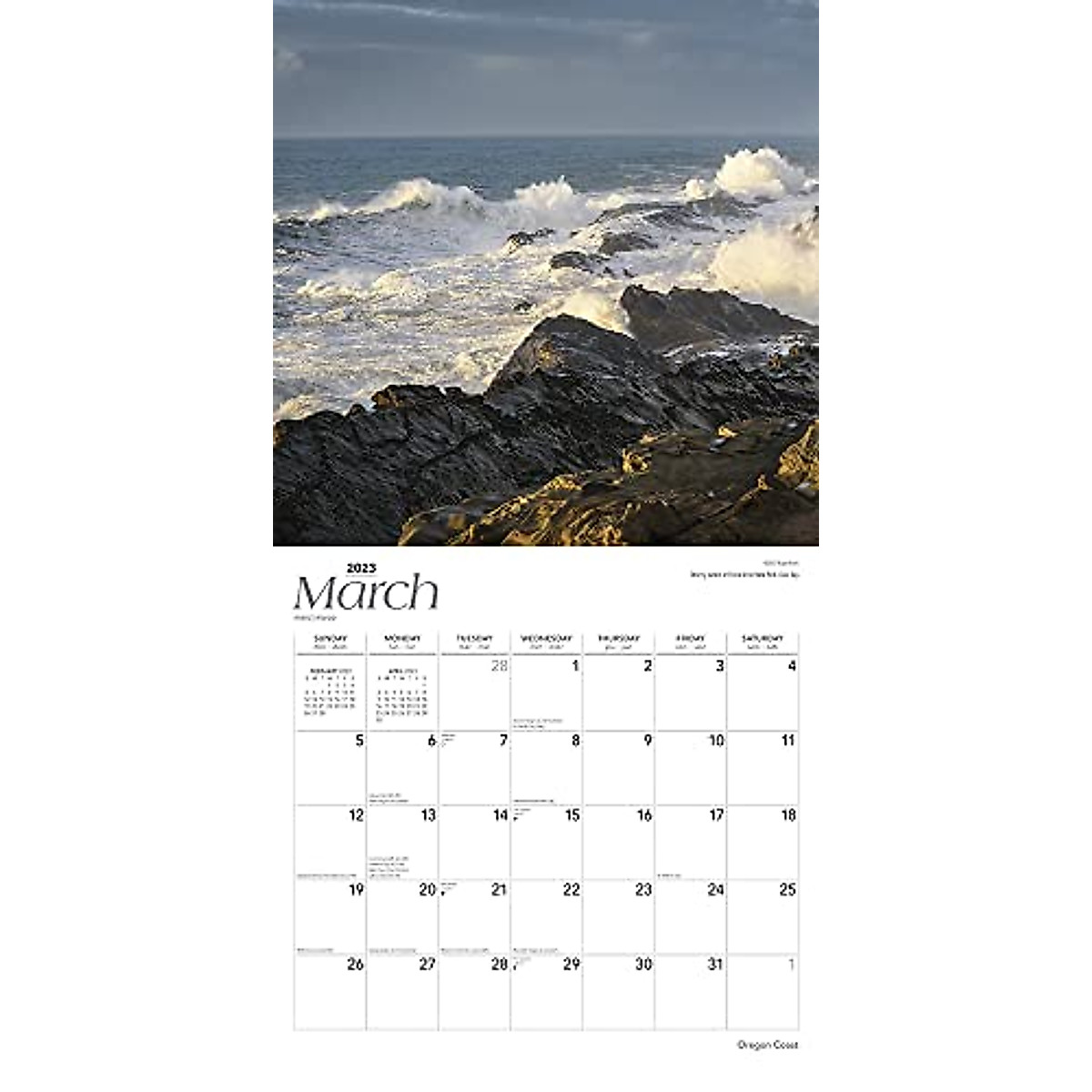 Oregon Coast | 2023 12 x 24 Inch Monthly Square Wall Calendar | Foil Stamped Cover | BrownTrout | USA United States of America Pacific West State Ocean Sea Nature