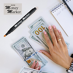 Money Marker (12 Counterfeit Pens) - Counterfeit Bill Detector Pen with Upgraded Chisel Tip - Detects Fake Counterfit Bills, Universal Currency Detectors Pack