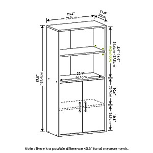Furinno Pasir Storage Cabinet with 2 Open Shelves and 2 Doors, Black Oak