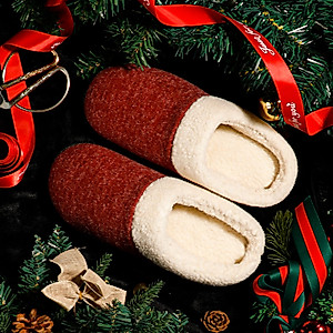 Wishcotton Women's Lamb-rub Sherpa House Slippers Memory Foam Indoor Outdoor, Grey, 8-9 US