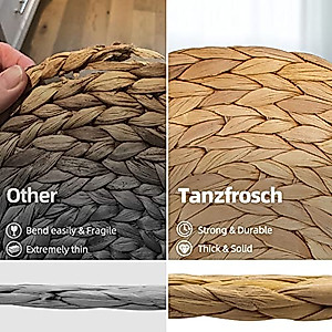 8 Pack Woven Placemats for Dining Table Round Natural Water Hyacinth Placemats Wicker Seagrass Rattan Placemats Heat Resistant Non-Slip Weave Mat Handmade (12" Round)