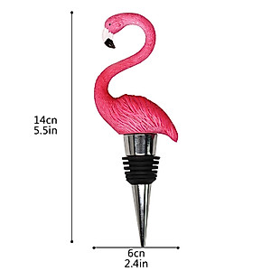 Flamingo Wine Beverage Bottle Stoppers, Reusable Stainless Steel Bottle Stopper, Unique & Elegant Souvenirs Gifts, Decorate Wine Bottle (Rose Red)