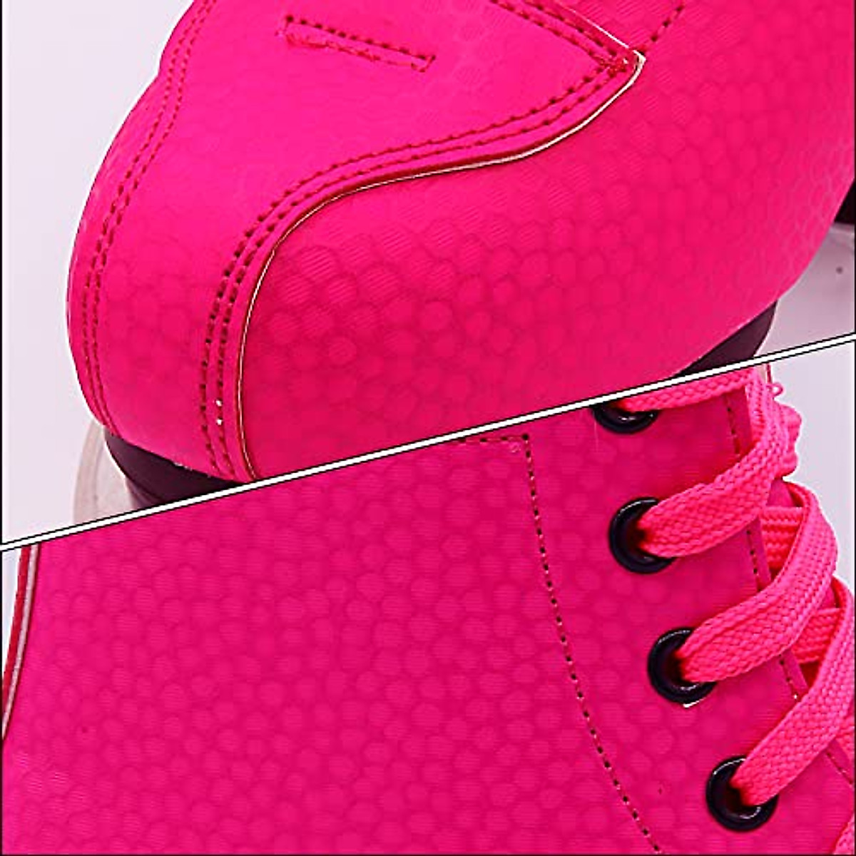 PERZCARE Roller Skates for Women&Girls,Premium High-top Classic Double-Row Design Roller Skates Shoes 4 Shiny Wheels,PU Leather Roller Skates for Beginners Teens/Adult/Boys/Unisex Indoor/Outdoor