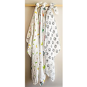 100% Organic Cotton Unisex Muslin Swaddle Blanket for Baby 3 Pack Hypoallergenic Breathable Baby Essentials Registry