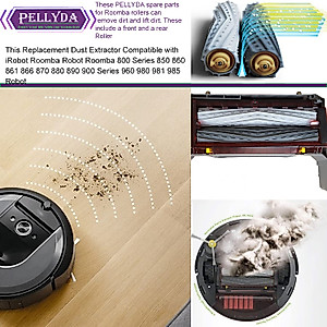 PELLYDA Rubber Roller Brushes,Replacement Parts for irobot Roomba 800 & 900 Series, Roomba 800 850 860 861 866 870 880 890 900 980 985 Vacuum,Roomba Accessories 2 Sets of Debris Extractor