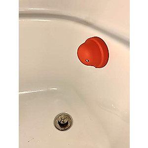 Bath Tub Overflow Drain Cover, Trip Lever Cover, Protects from Accidental Contact of Lever, Overflow Plate Cover, Use Lever While Installed, Durable, Soft, Kids Can't Pull Off, Easy Install (Orange)