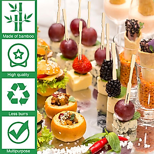 Skybooly 600 Pcs Bamboo Appetizer Forks 3.5 Inch Disposable Bamboo Cocktail Forks Small Charcuterie Forks Food Picks for Weddings, Party, Catering, Fruit, Cheese, Dessert