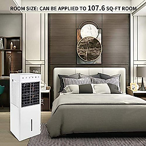 HealSmart 30'' Evaporative Air Cooler Fan with Humidification, Repellent and Anion Function, 2 Gallon Water Tank, 3 Speeds Setting, Remote Control, White