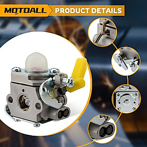MOTOALL C1U-H60 Carburetor Blower for Homelite Ryobi RY28100 RY28120 RY28121 RY28140 RY28141 RY28160 RY28161 25cc 26cc 30cc Trimmer with AC04122 Air Filter Kit