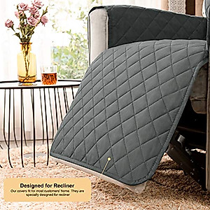 DyFun Recliner Chair Cover Reversible Recliner Cover Slipcover Width to 25" Furniture Protector with Elastic Straps for Living Room Non Slip Washable Cover for Pets Kids Children (Small, Grey)