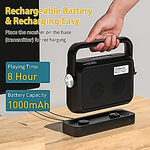 Tosima TV-6000 Wireless TV Speakers Hearing Assistance-Portable TV Soundbox,TV Sound Amplifier,Audio Hearing Devices,2.4G 100Feet Full Range Stereo Sound Box with Headset Jack Applicable