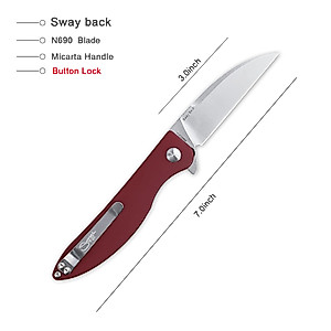Kizer Cutlery KIV3566N4: Sway Back Button Lock Red