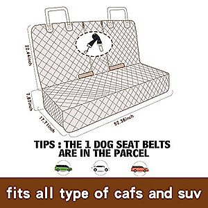 JSTHT Dog Seat Cover, 100% Waterproof Pet Seat Cover，Bench Car Seat Cover Protector Scratch Proof Nonslip Durable Soft Pet Back Seat Covers for Cars Trucks & SUVs