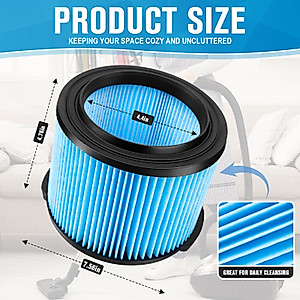 VF3500 filter Replacement Shop Vac Filter,3-Layer Fine Dust and Dirt Wet/Dry Vac Filter for Ridgid VF3500 3-4.5 Gallon Portable Vacuums WD3050, WD4070, WD4080, WD4522, 4000RV, 4500RV (2 Pack)