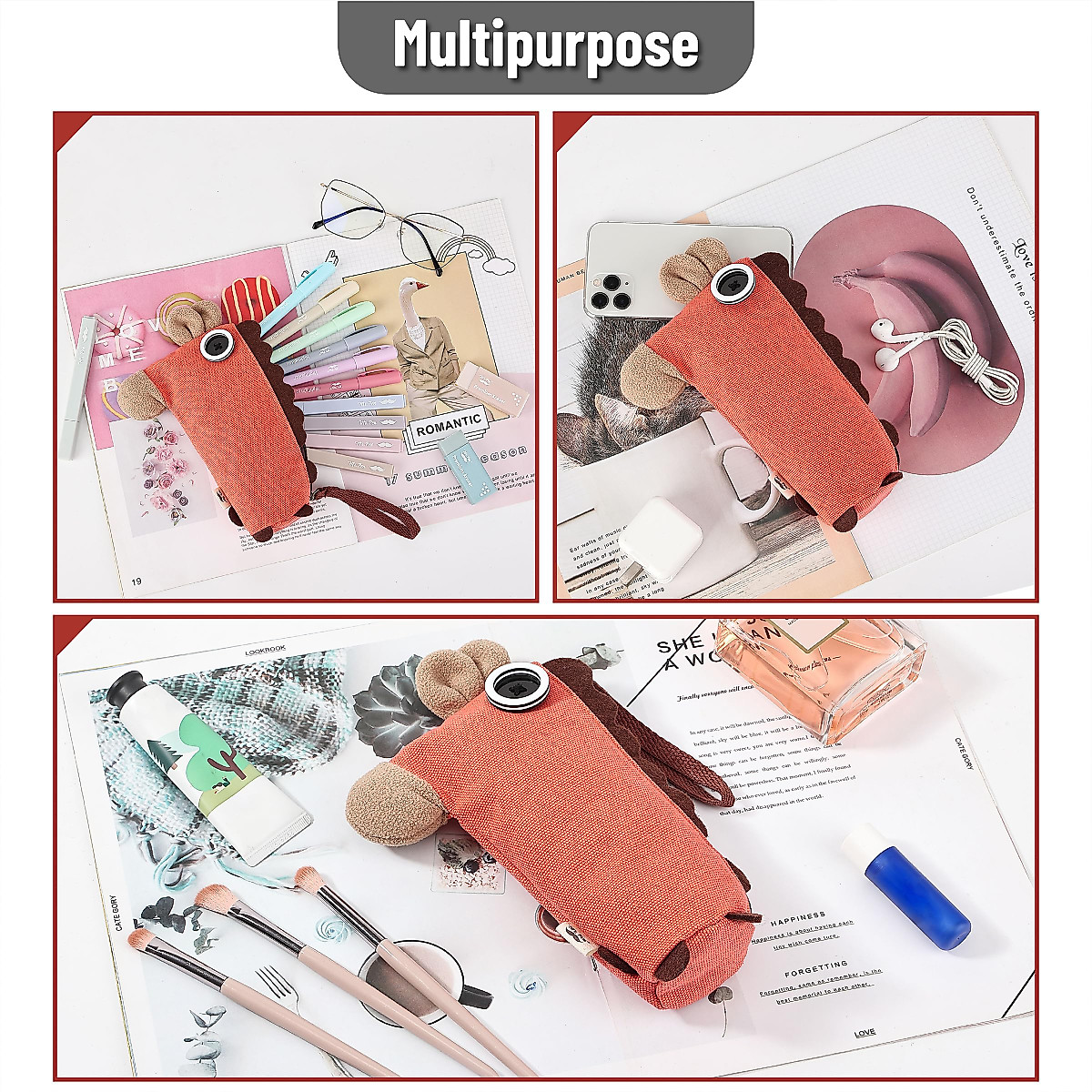 Mr. Pen- Standing Pencil Case, Animal Pencil Pouch, Red Donkey, Kids Pencil Case for Kids, Stand Up Pencil Case, Cute Pencil Pouch for Girls and Boys, Pen Case, Pen Pouch, School Pencil Case Pouch