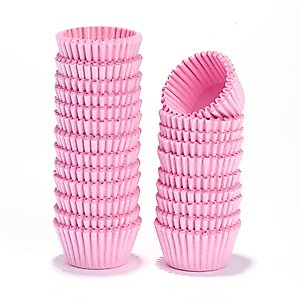 NUOMI 1 Inch Super Mini Cupcake papers Liners Baking Cups 1000 Pack Muffin Lining Wrappers, Pink