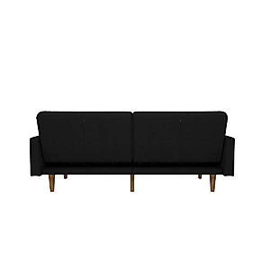 Mid Century Modern Luxury Sofa Bed Sleeper with Stylish Linen Upholstery (Black)