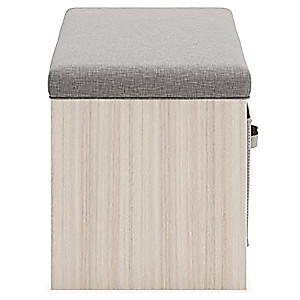 Signature Design by Ashley Blariden Upholstered Storage Bench with Removable Baskets, Gray