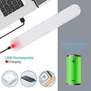 Ousam Led Desk Light Under Cabinet Lights Cordless Protable for Home Office with USB Charging Touch Magnetic for Books in Bed Study Table Built-in Rechargeable Battery (White)