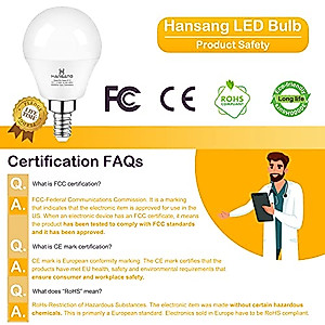 hansang 6 watt (60w Equivalent) LED Bulbs,E12 Small Base Candelabra Round Light Bulb,600 Lumen,Warm White 2700K,A15 LED Bulb Globe Shape,Non dimmable,G45 Ceiling Fan Light Bulbs (6 Pack)