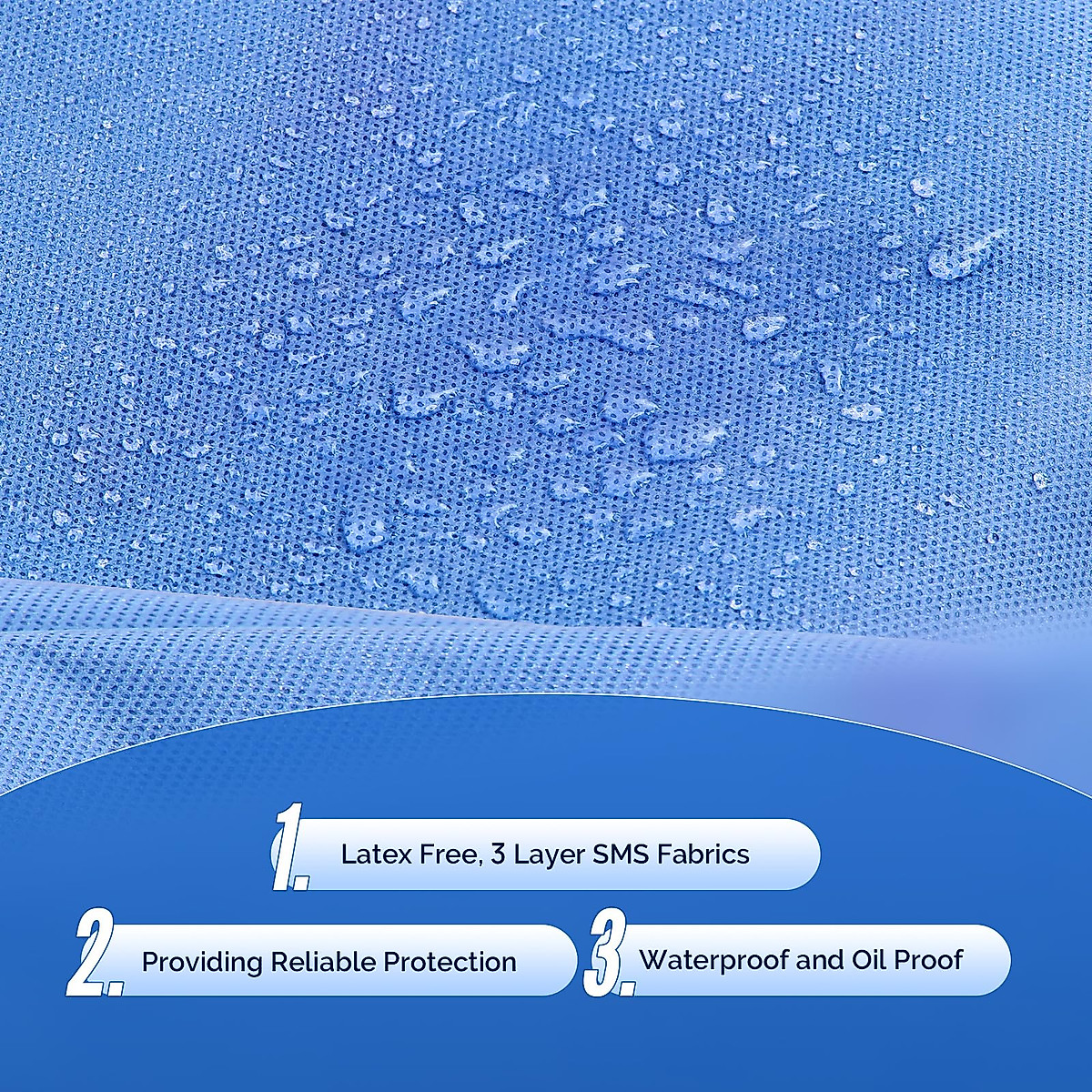 JMU 10 Pack Disposable Lab Coats for Adult Large, SMS Medical Lab Jacket Knee Length with Knit Cuff & Collar, 3 Pockets