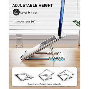 ACEMAGIC Laptop Stand, Aluminum Computer Riser, Ergonomic Laptops Elevator for Desk, Metal Holder Compatible with Notebook Computer Under 17.3 Inches, Silver