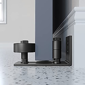 EaseLife Sliding Barn Door Bottom Floor Guide,Adjustable Roller,Wall Mount System,Flush Flat Bottom Design,8 Assemble Setup Options,Fit All Size Door,Black