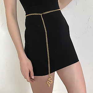 Wekicici Boho Snake Belly Chain Gold Metal Belt Body Chain Chunky Belly Link Waist Party Sexy Body Chain for Women(style 2)