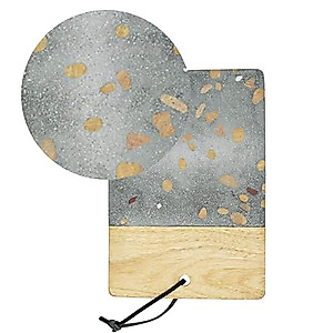 Alchemade Terrazzo And Wood Cutting Board (14.5"x10") - Decorative Board Platter Tray For The Kitchen, Parties, Events And Everyday Use