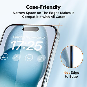 UNBREAKcable 3-Pack Screen Protector for iPhone 15, Double Shatterproof Tempered Glass [Easy Installation Frame] [9H Hardness] [99.99% HD Clear] [Case Friendly] for iPhone 6.1 inch