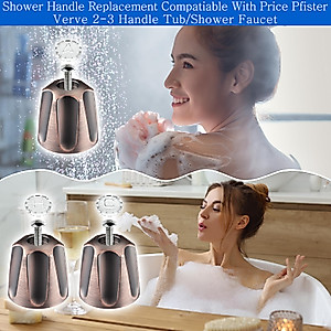 Dreyoo 3 Piece Shower Knob Replacement Compatible with Price/Pfister Verve Tub Shower, Bathtub Faucet Handle Remodel Trim Kit Include 1 Hot 1 Cold 1 Diverter and 3 Screws(Oil Rubbed Bronze)