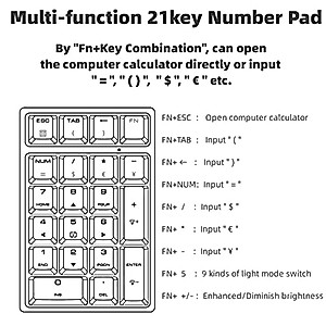 BRIMFORD Number Pad, Mechanical Numeric Keypad, RGB Digital Mechanical Keyboard 21 Keys with USB for Laptop, Notebook, Surface, Tabulation/Accounting Keypad (Shimmer Orange(PBT Keycaps))