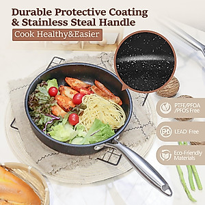 Vvwgkpk Stainless Steel Pots and Pans Sets, Nonstick Kitchen Cookware Set, 7 Pcs Cooking Pots and Pans Set w/Frying Pans & Saucepans with PFOS&PFOA Free, Dishwasher Safe