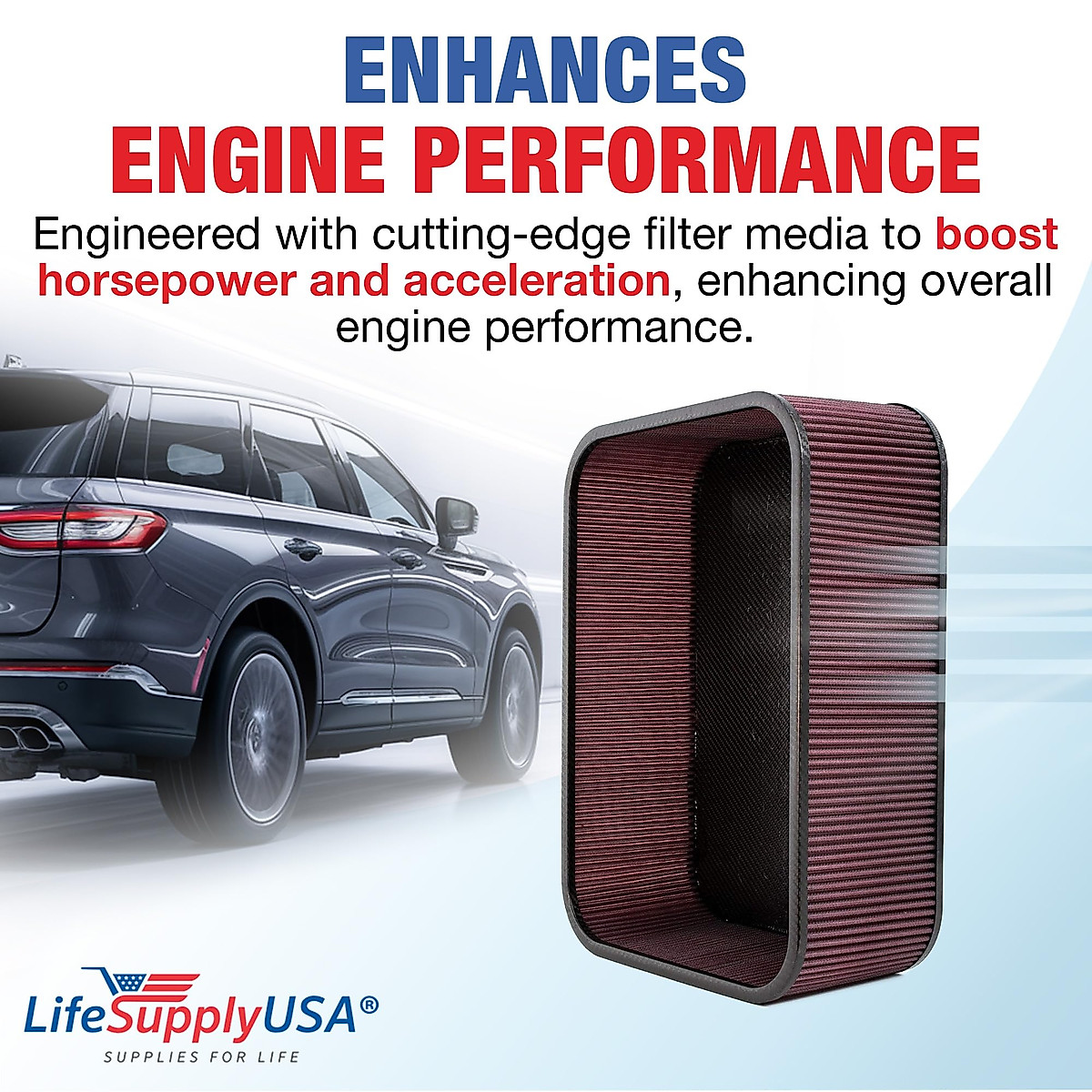 LifeSupplyUSA Replacement Composite Airbox Flat Top Sprint Car Style Compatible with K&N Model 100-8566 K & N