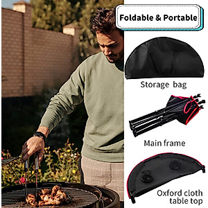 WONGPERG Portable Canvas Table Camping Table, Travel Folding Table with Cup Holder, Portable Canvas Table Picnic Travel Folding Table Camping Table with 4 Mesh Cup Holders Convenient Carry Case