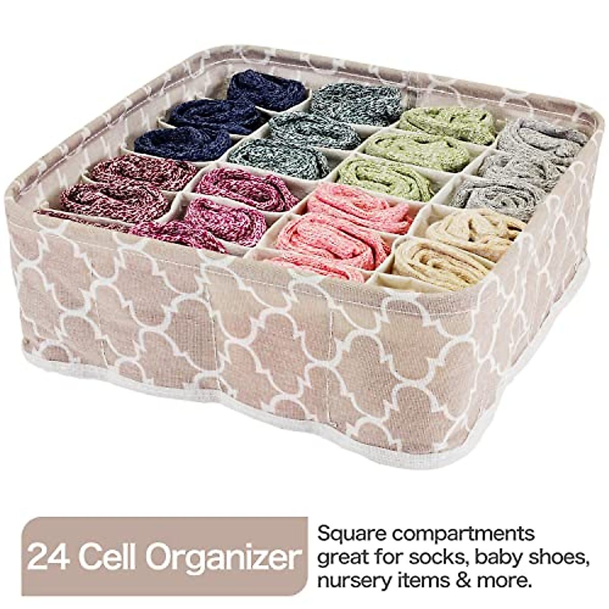 EZOWare Bundle Kit 6 Pcs Light Blue Collapsible Fabric Cube Storage Bin Baskets + 4 Closet Wardrobe Dresser Drawer Organizer Divider For Organizing Nursery Baby Clothes