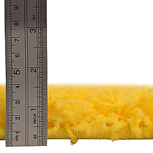 Rugs.com - Über Cozy Solid Shag Collection Rug – 5 Ft Round Tuscan Sun Yellow Shag Rug Perfect for Kitchens, Dining Rooms