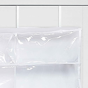 Urban Shop 24 Pocket Over The Door Shoe Organizer, White/Clear