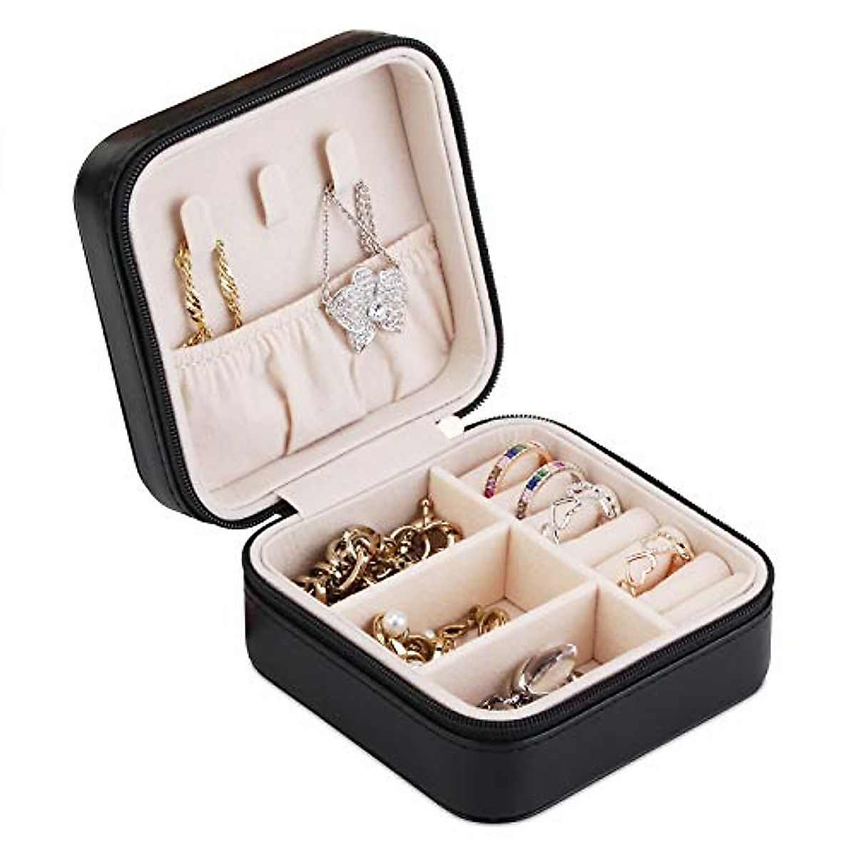 A&A Travel Jewelry Organizer Box - Portable Jewelry Storage Case Black