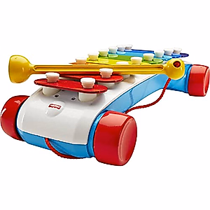 Fisher-Price Toddler Pull Toy, Classic Xylophone Pretend Musical Instrument with Mallet and Rolling Wheels for Ages 18+ Months