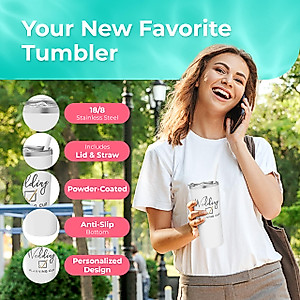 SassyCups Wedding Planning Cup | Vacuum Insulated Stainless Steel Tumbler for Bride to Be | Engagement | Newly Engaged Travel Mug for Future Mrs | Wedding Shower (22 Ounce, White)