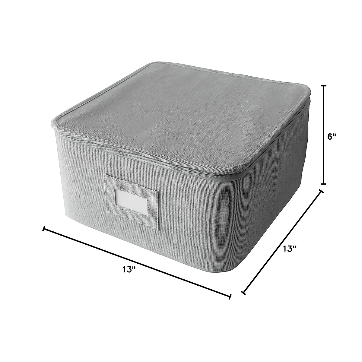 In This Space Grey Twill Hard Shell(tm) Two Square China Plates Storage Container With Secure Lid for dinner round or square plates (11.5” and 9.5”)